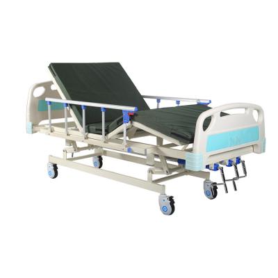 China Double Shake Manual Nursing Bed 2000x900mm ABS Headboard Elderly Patient Hospital Bed for sale