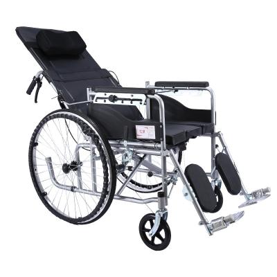 China Portable Folding Manual Wheelchair 100kg Capacity 20 inch Rear Wheel Hand Push Disabled Transport for sale