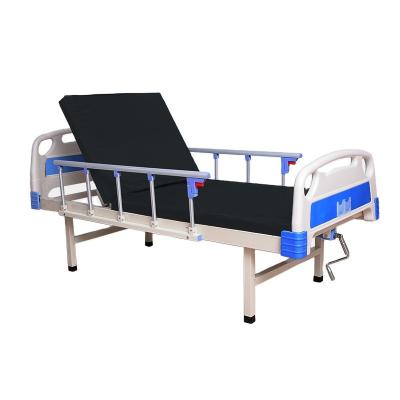 China Single Crank Manual Medical Bed 2000x900mm 150kg Capacity with Mattress Guardrail for sale