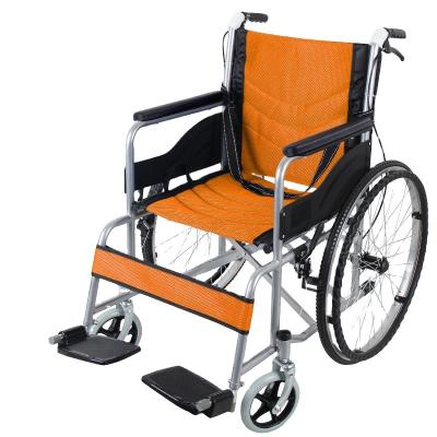 China Medical Transport Wheelchair Soft Seat Solid Tire 100kg Capacity Foldable Steel Frame for sale
