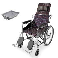 China Thickened Electroplated Half Lying Wheelchair with Toilet 100kg Capacity for sale