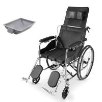 China Thickened Electroplated Half Lying Wheelchair with Toilet 100kg Capacity for sale