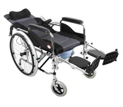 China CE Full Lying Medical Transport Wheelchair 100kg Capacity Detachable Armrest Legrest for sale