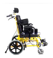 China Thickened Steel Cerebral Palsy Kid Wheelchair 46cm Seat Height 16 Inch Rear Wheel Lightweight Portable for sale