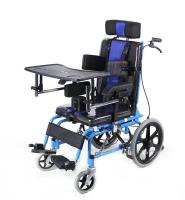 China Thickened Steel Cerebral Palsy Kid Wheelchair 46cm Seat Height 16 Inch Rear Wheel Lightweight Portable for sale