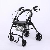 China Aluminum Alloy 4 Wheel Rollator Walker with 120kg Capacity and 15cm Wheels for sale