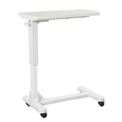 China Liftable Hospital Overbed Table 84-107cm Height Adjustable Dining Table with ABS Top and Casters for sale