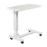 China Liftable Hospital Overbed Table 84-107cm Height Adjustable Dining Table with ABS Top and Casters for sale