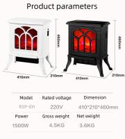 China 2 Temperature Adjust Level Electric Fireplace Heater Indoor LED Decorative Flame for sale