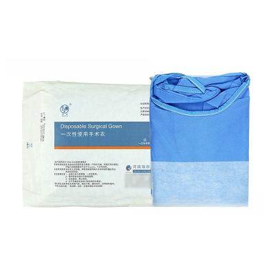 China Disposable SMS Medical Surgical Gown Breathable Blue Non Woven 100 Pcs for sale