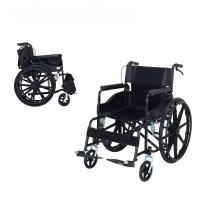 China Medical Transport Wheelchair with Toilet 100kg Capacity Liftable Handrail 4 Brake for sale