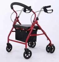 China Aluminum Alloy 4 Wheel Rollator Walker with 120kg Capacity and 15cm Wheels for sale