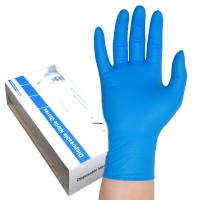 China SGS Certified Blue Disposable Nitrile Gloves Powder Free 100pcs Box Food Grade Safety Gloves for sale