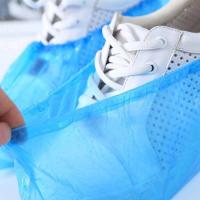 China Anti Slip PE Medical Shoe Covers 3g Cleanroom Disposable Foot Booties 150x400mm Blue for sale