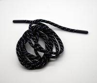 China Polyester Flat Shoe Laces Round Reflective Dot With Enamel Finished DTM Aglet for sale
