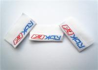 China Garment Accessory Purple Woven Custom Printed Tags For Clothing for sale