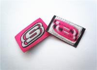 China Garment Accessory Purple Woven Custom Printed Tags For Clothing for sale