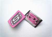 China Garment Accessory Purple Woven Custom Printed Tags For Clothing for sale