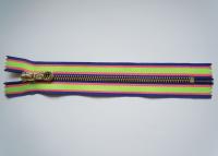 China Environmental Protection Sewing Notions Zippers With Colorful Background Fabric For Garment / Bags for sale
