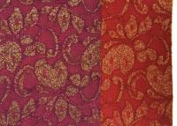 China Red Golden Embroidery Sequin Lingerie Lace Fabric For Wedding Dress , Decoration Lace Fabric for sale