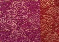 China Red Golden Embroidery Sequin Lingerie Lace Fabric For Wedding Dress , Decoration Lace Fabric for sale