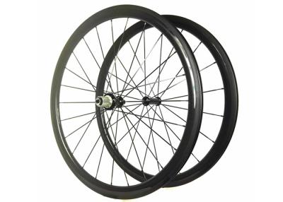China 11 Speed Carbon Wheelset 700C*25MM , Tubular Road Bike Wheels With Alloy Black Nipple for sale