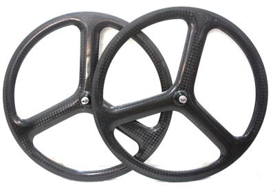 China Track / Fixed Gear  Carbon Spoke Wheels 700C Tri Spoke With 20.5MM Width for sale