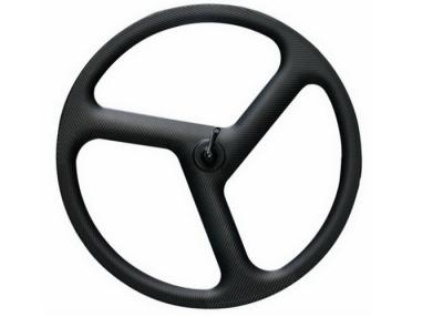China Black Matte 11 Speed Carbon Cycling Wheels , Carbon Tri Spoke Bicycle Wheels  for sale