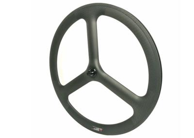China Road Bike 700C 3 Spoke Carbon Spoke Wheels 25MM Width 3K / 12K With EN Standard for sale