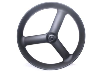 China Carbon Fiber Wide Bike Wheels 1070g , 3K / UD 3 Spoke Fat Bike Front Wheel  for sale