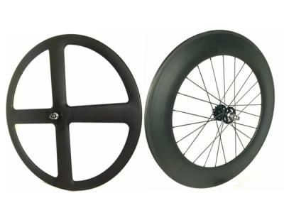 China Durable 700C Carbon Track Bike Wheels Front 4 Spoke / Rear 88MM * 23MM for sale
