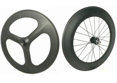 China Light Weight 3 Spoke Carbon Track Bike Wheels 700C 20MM Width Anti High Temperature for sale