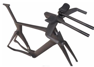China Matte / Shiny Finishing Time Trial Bike Frame , Carbon Triathlon Frame 400MM TT Bar for sale