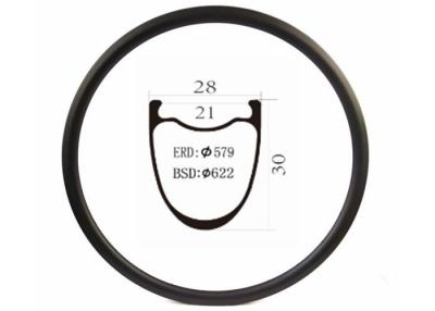 China Tubeless Carbon Rims 28mm Width 30mm Height 700C  All Road Carbon Bicycle Wheel Rims for sale
