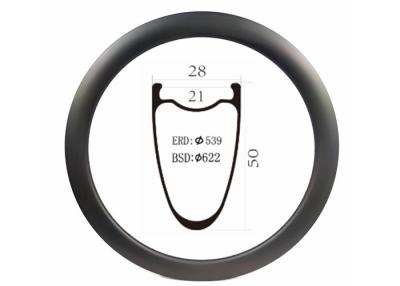 China 50MM Carbon Rims 700C all Road Light Carbon Bicycle Wheel Rims 28mm Width for sale