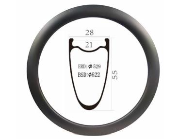 China 55MM Carbon Rims 700C all Road Light Carbon Bicycle Wheel Rims 28mm Width for sale