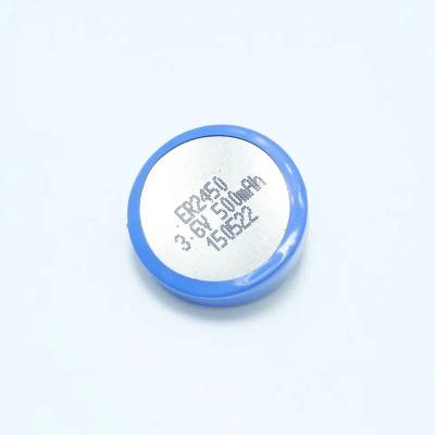 China 3.6V 500mAh Circular Li Socl2 Battery ER2450 High Energy Type for sale