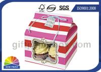 China Custom Printing Folding Cup Cake / Dessert Paper Box With Display Window for sale