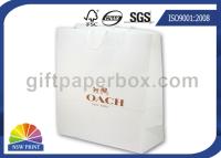 China Eco friendly Recycled White Paper Kraft Bag with Ribbon Handle , Kraft Paper Shopping Bags for sale