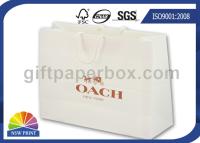 China Elegant White Kraft Paper Tote Bag / Paper Shopping Bags with Handles for Garment Packaging for sale