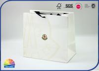 China Spot UV Specialty Paper Shopping Bags With Luxury Woven Cotton Ribbon Handle for sale