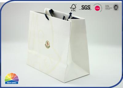 China Spot UV Specialty Paper Shopping Bags With Luxury Woven Cotton Ribbon Handle for sale