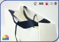China Spot UV Specialty Paper Shopping Bags With Luxury Woven Cotton Ribbon Handle for sale