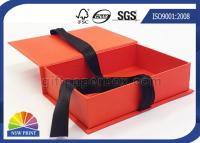 China Book Shape Hinged Lid Rigid Paper Box Ribbon Closure for Luxury Gift Packaging for sale