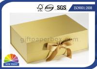 China Rigid Cardboard Hinged Lid Gift Box , Logo Printed Jewelry Gift Box With Ribbon Closure for sale
