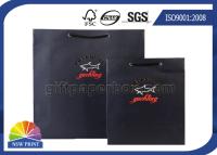 China Gold Foil Logo Custom Printed Paper Bags Matte Black Paper Shopping Bag for sale