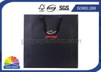 China Gold Foil Logo Custom Printed Paper Bags Matte Black Paper Shopping Bag for sale