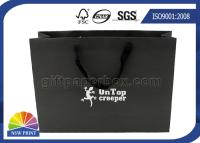 China Durable Black Matte Cotton Handle Custom Paper Shopping Bags for Clothing Apparel for sale