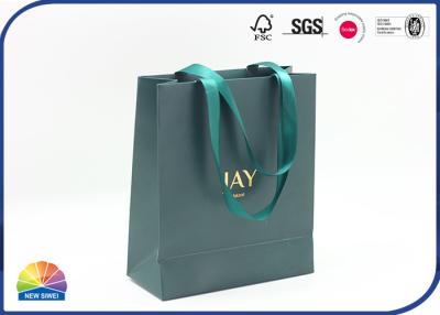 China Ribbon Handle 210gsm Copper Paper Shopping Bags Customized Logo Print for sale