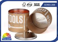 China Custom Kraft Paper Tube Round Paper Packaging Can with Metal Tin Lid / Base OEM for sale